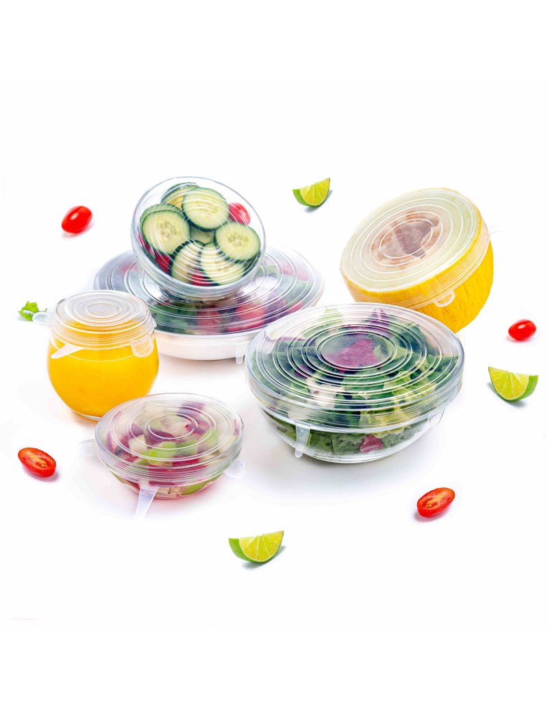 Set of 5 reusable silicone food covers. Air-tight and eco friendly